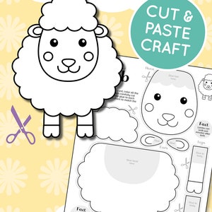 Lamb Cut & Paste Craft Printable, Build a Sheep Coloring, Spring Baby ...