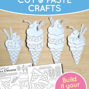 Ice Cream Cut & Paste Craft Kit, Build an Icecream Cone Printable ...