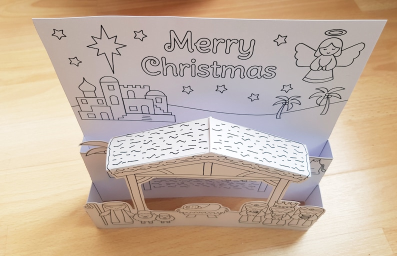 Christmas Nativity 3D Coloring Scene Kids Colour & Build - Etsy