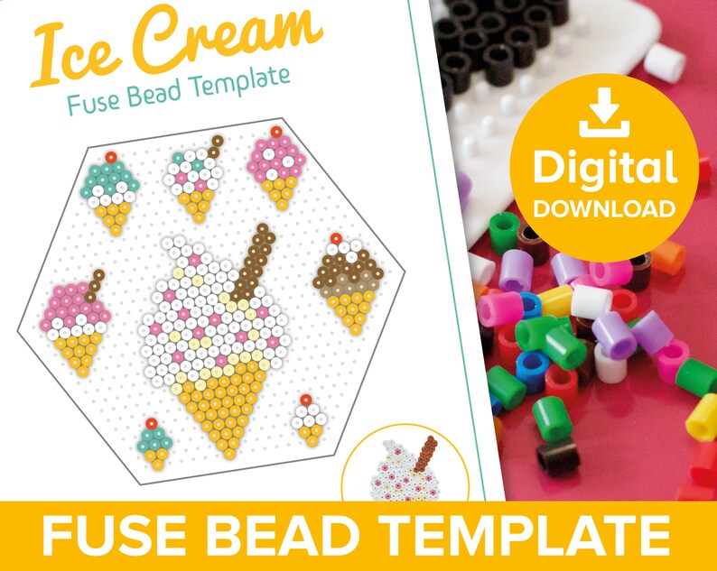 Ice Cream Fuse Bead Template Hama Perler Nabbi Beads Ideas - Etsy