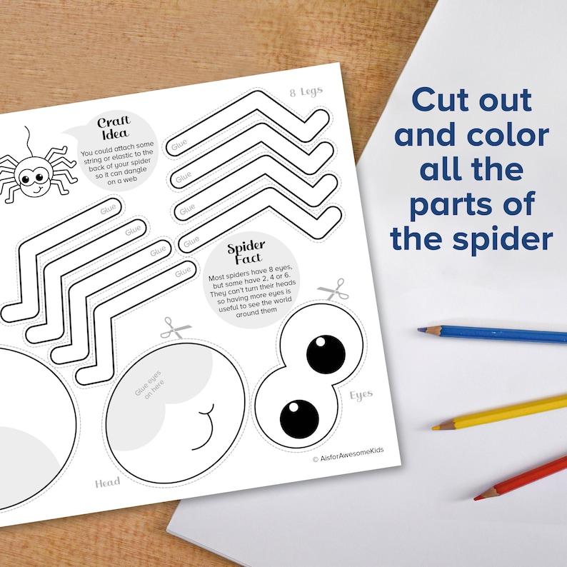 Spider Cut & Paste Craft, Halloween Build a Bug Coloring Kit, Kids ...