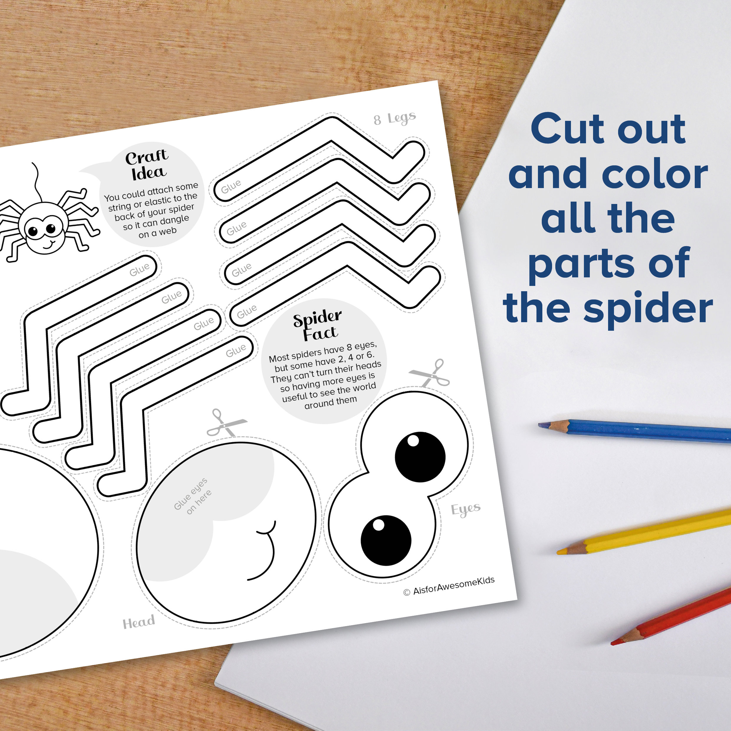 Spider Cut & Paste Craft, Halloween Build a Bug Coloring Kit, Kids ...