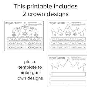 Paper Crown Craft, King Queen Hat Coloring, Princess Royal Celebration ...