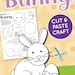 Bunny Cut & Paste Craft Printable, Build a Easter Rabbit Coloring ...
