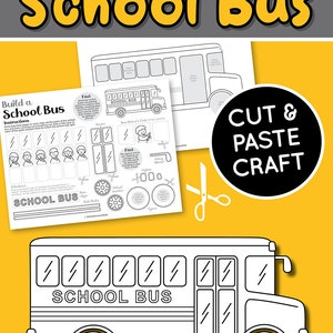 Build a School Bus Cut & Paste Craft, Back to School Coloring Page ...