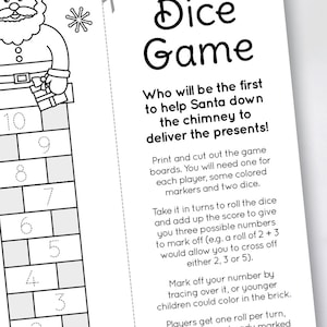 Roll & Race Santa Christmas Dice Game, Kids Xmas Math Coloring Activity ...