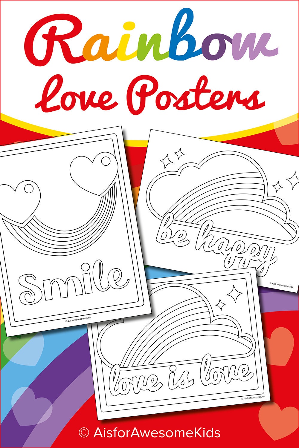 Rainbow Pride Coloring Pages, Kids Mental Health Inspirational Quotes ...