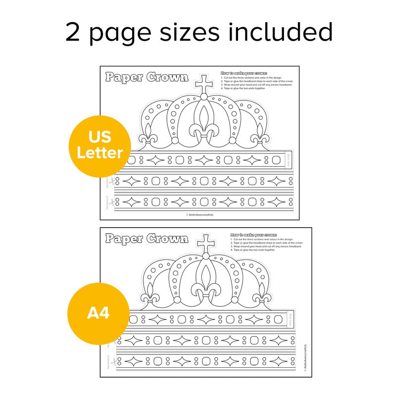 Manualidad de corona de papel, colorear sombrero de rey y reina ...