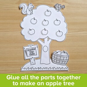 Build an Apple Tree Cut & Paste Craft, Fall Fruit Coloring Page ...