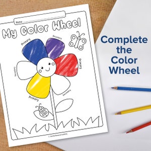 Color Mixing Worksheets, Kids Flower Painting Colour Wheel Theory ...