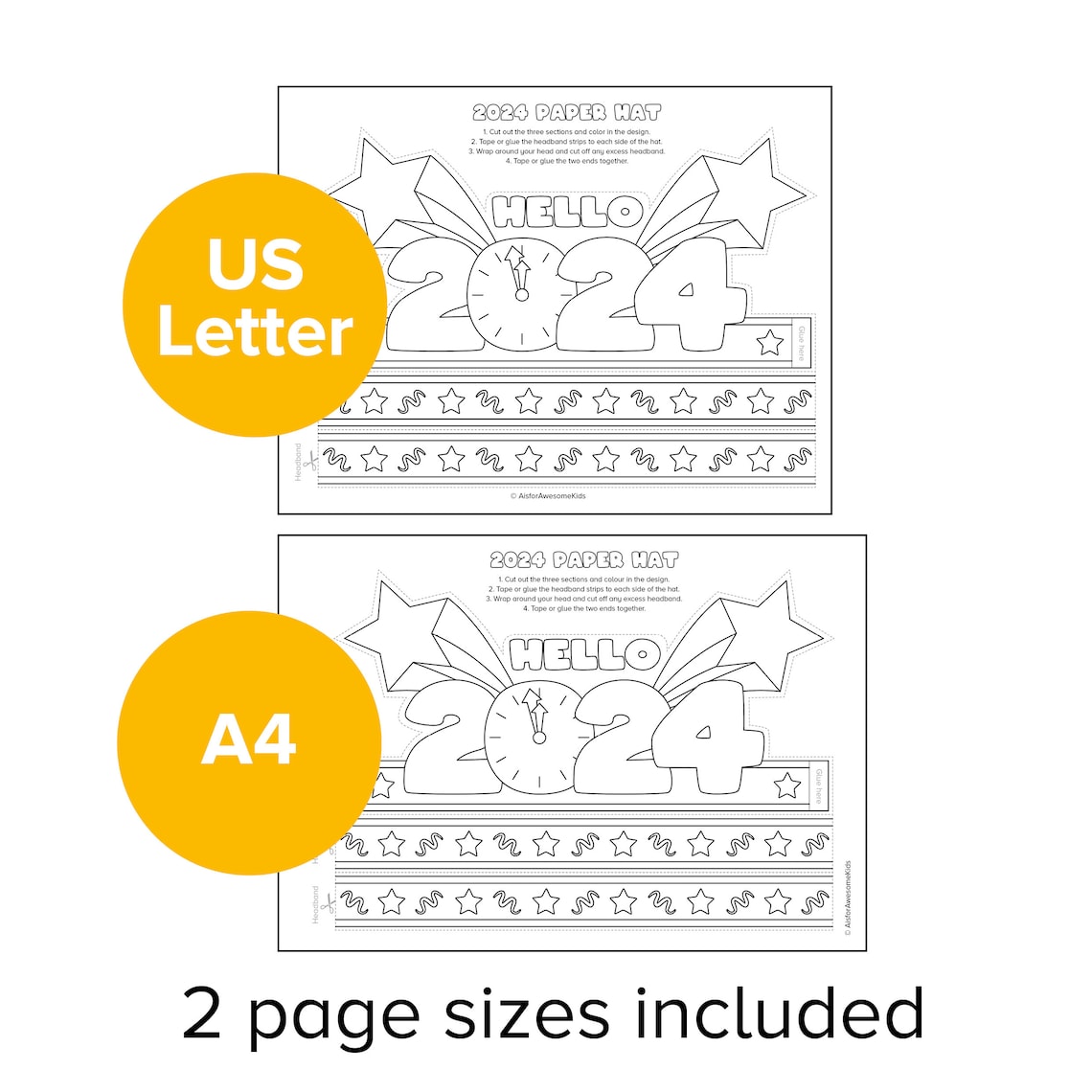 2024 New Year's Eve Paper Hats, Happy New Year Party Hat Crown, Holiday ...