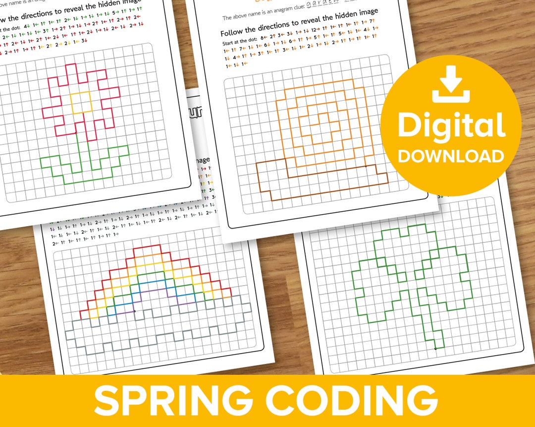 Nature Coding Worksheets, Spring Hidden Picture Reveal, Summer Pixel ...