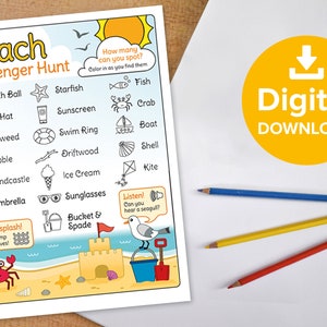 Beach Scavenger Hunt, Kids Summer Spot & Color Holiday Treasure Trail ...