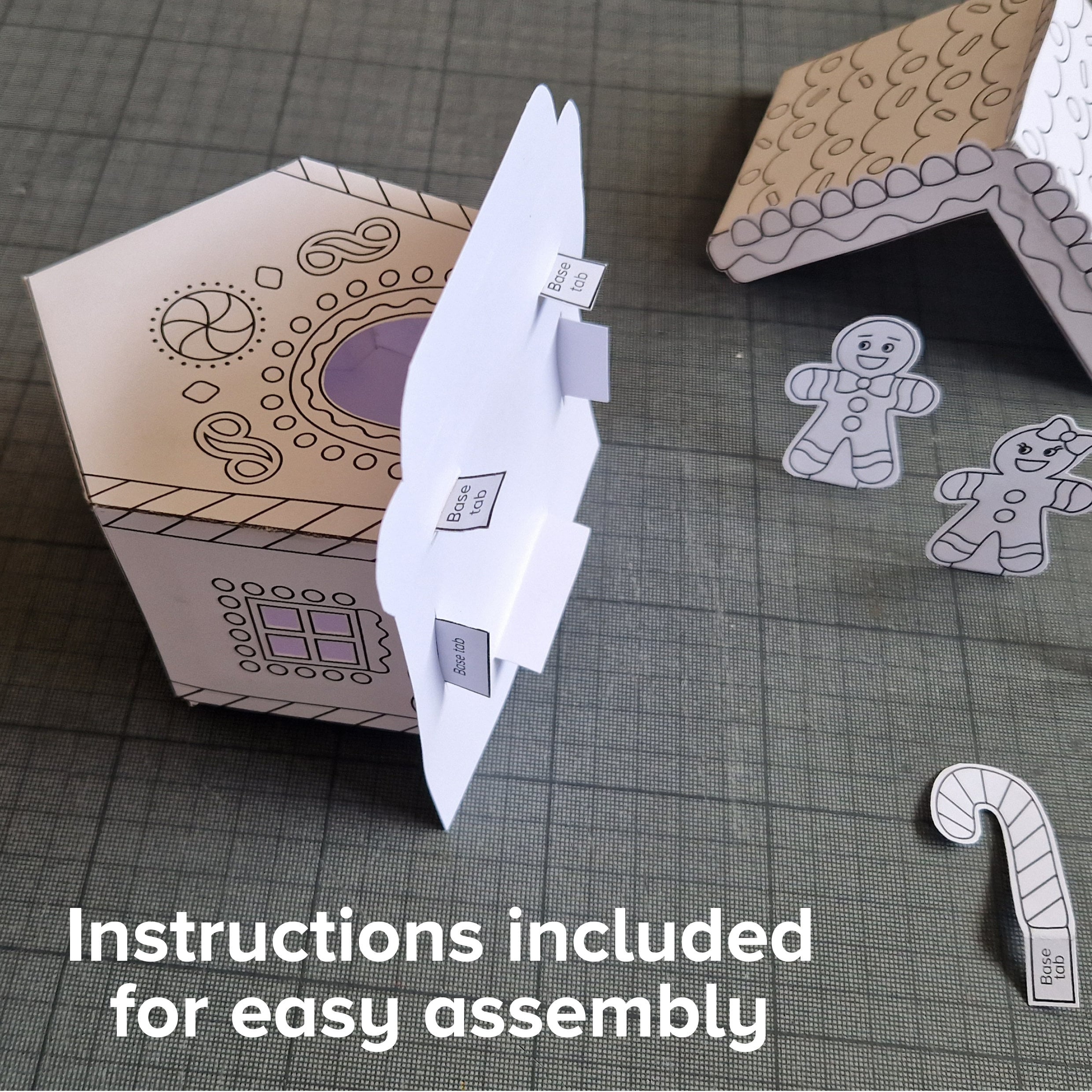 Gingerbread House 3D Craft Project, Christmas Color Build Paper Dolls ...