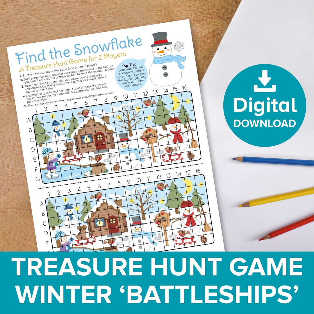 Winter Treasure Hunt Game, Christmas 'battleships Style' Challenge ...
