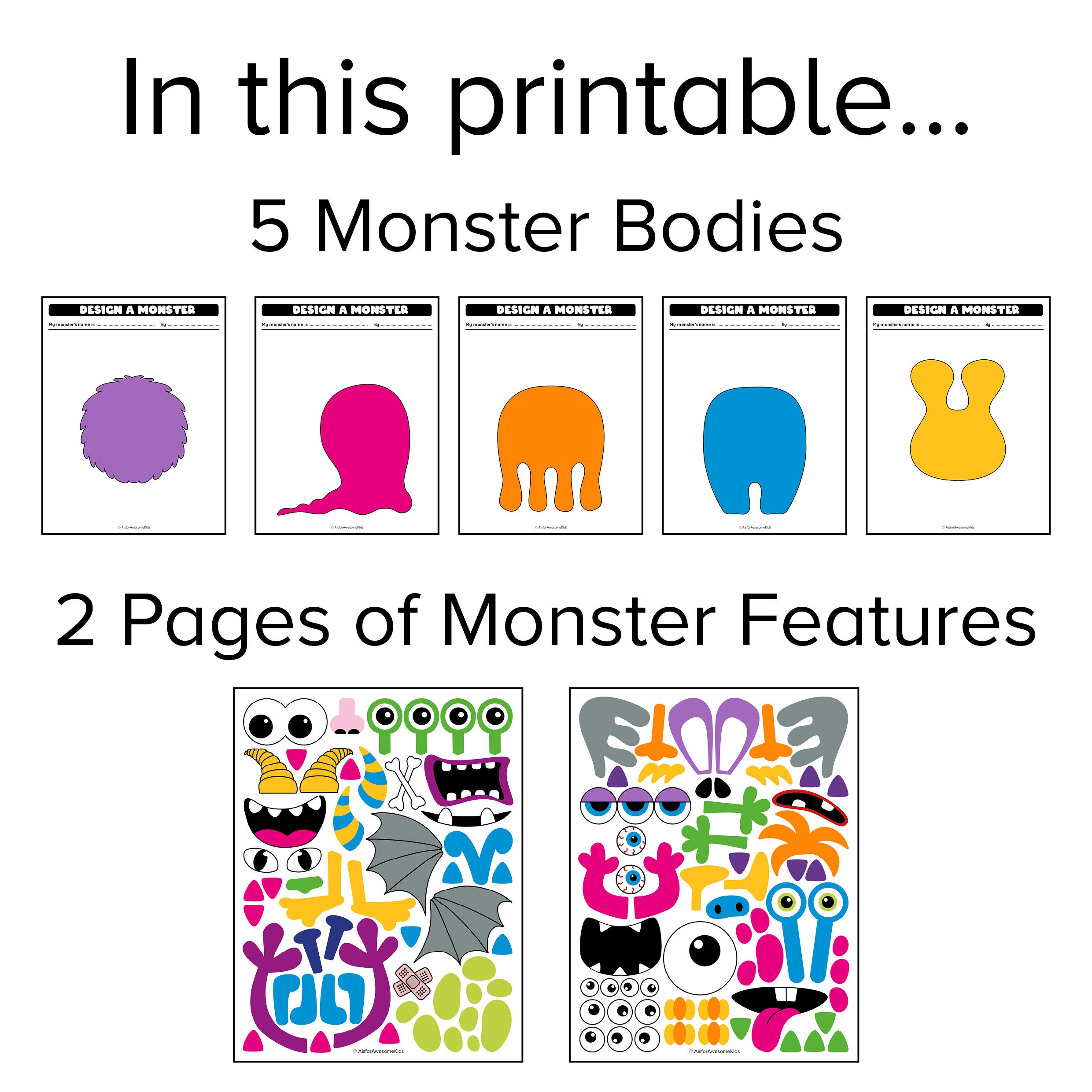 Monster Pick & Mix Craft Printable, Halloween Party Cut and Paste ...