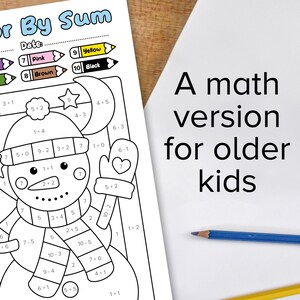 Winter Color by Number Worksheets, Christmas Snowman Picture Reveal ...