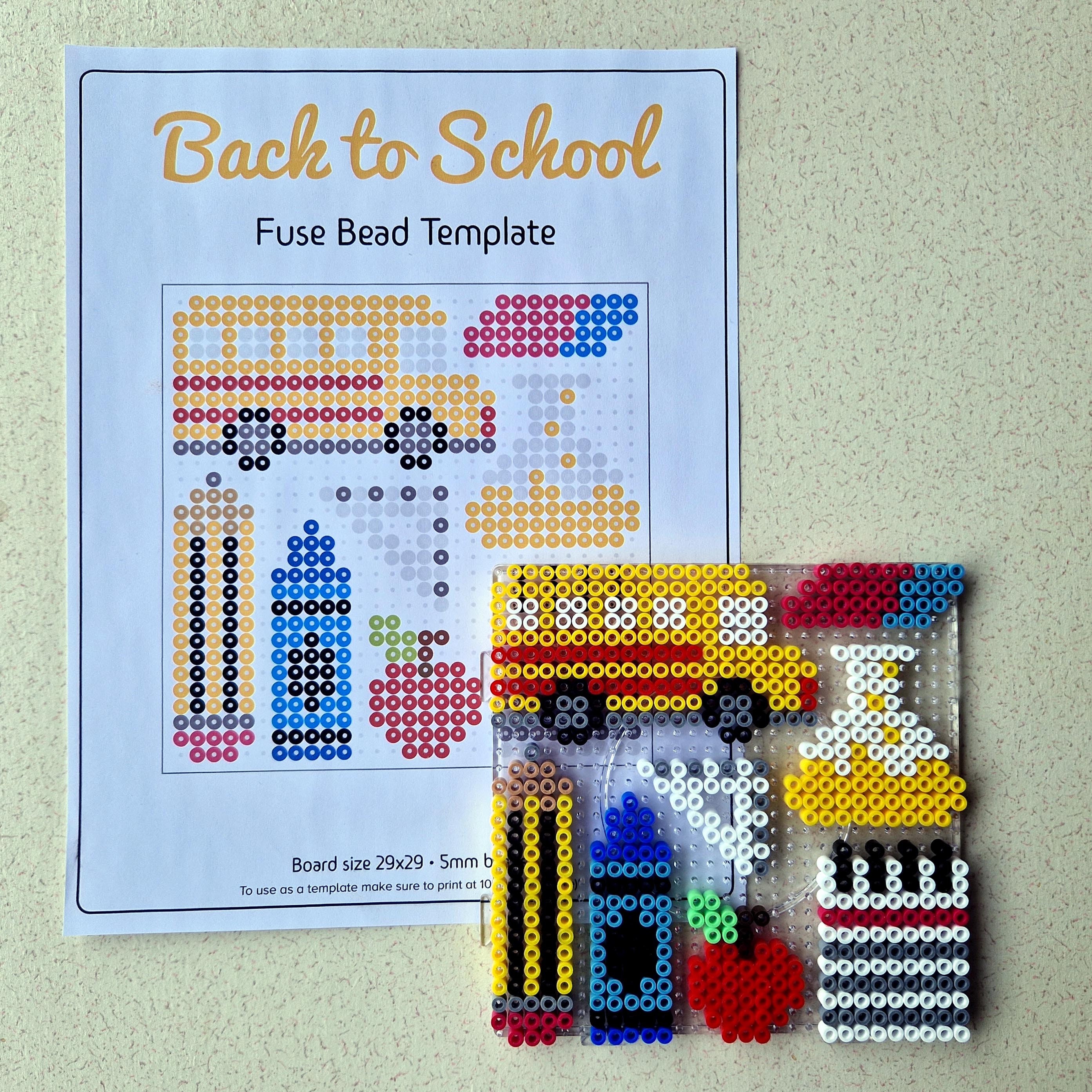 Back to School Fuse Bead Template, Teacher Student Pattern Craft Gift ...