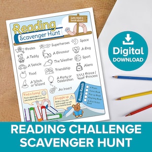 Reading Challenge Scavenger Hunt, Childrens World Book Day Worksheet ...