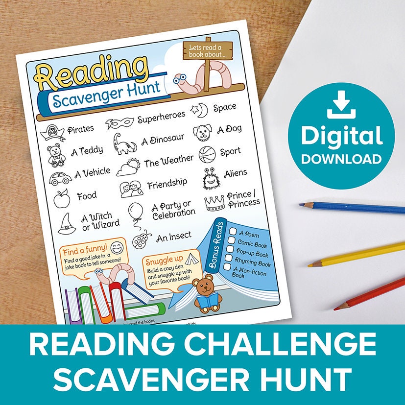 Reading Challenge Scavenger Hunt, Childrens World Book Day Worksheet ...