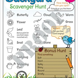 Backyard Scavenger Hunt, Kids Garden Treasure Hunt, Children's Outdoor ...