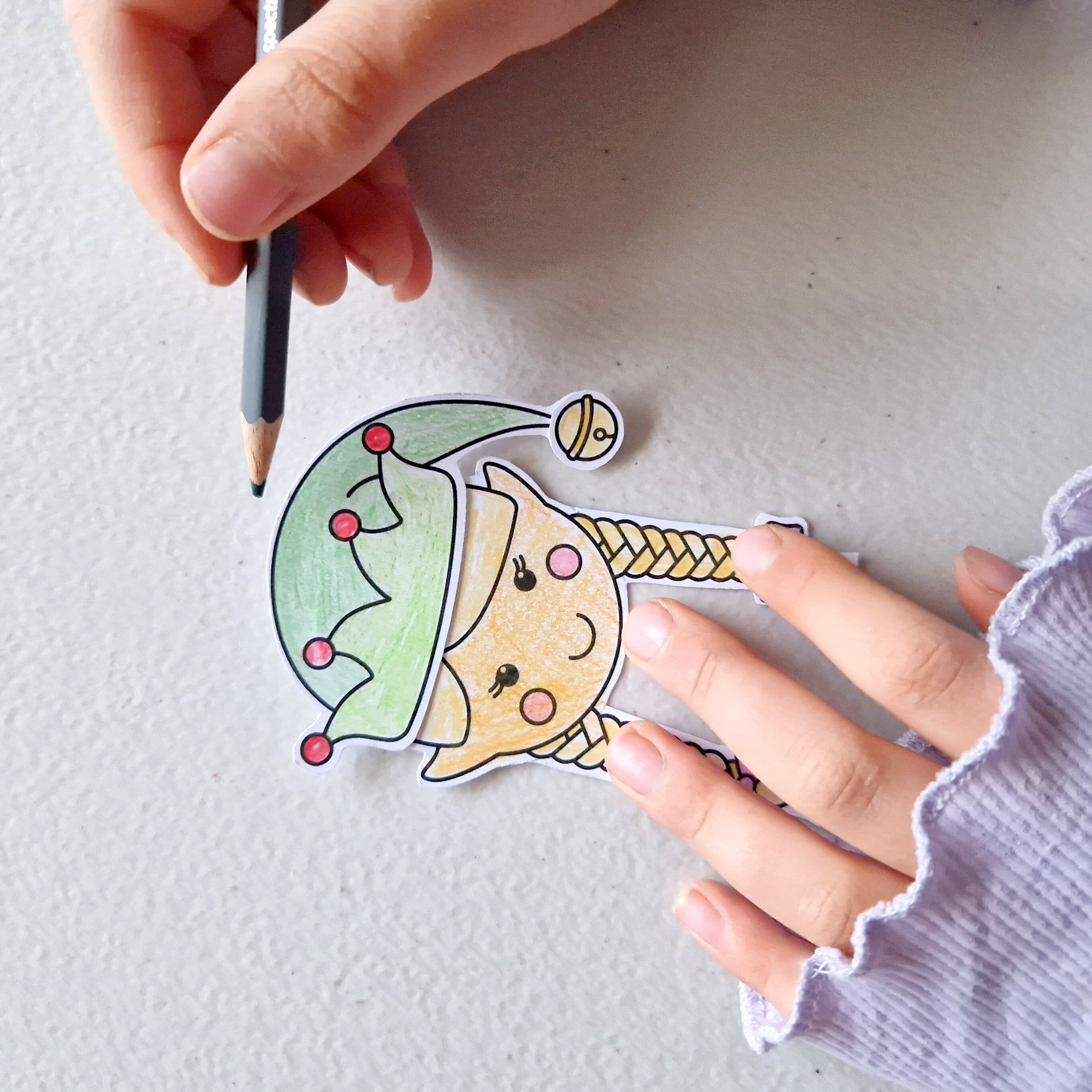 Christmas Elf Cut & Paste Craft, Pixie Xmas Card Color Build Kit, Santa ...