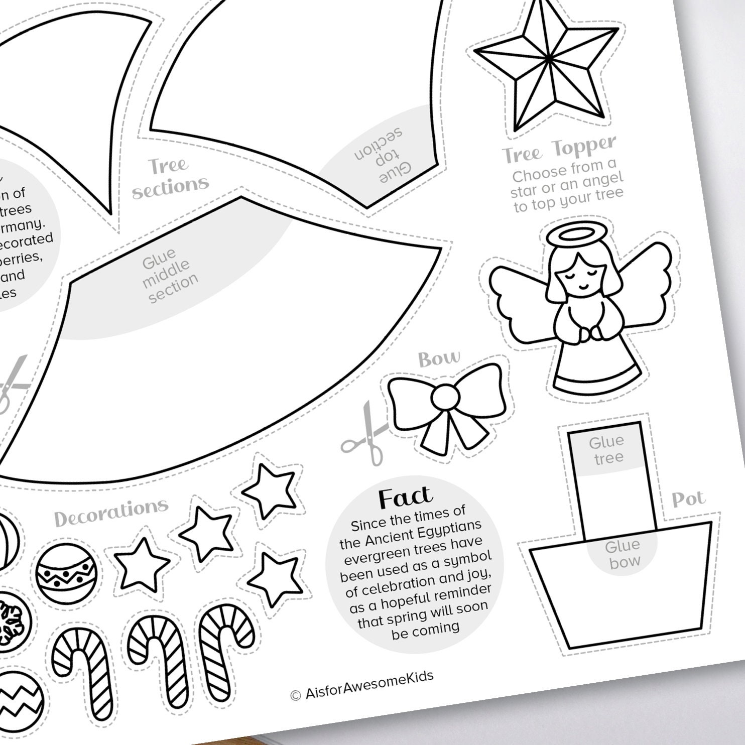 Christmas Tree Cut & Paste Craft, Kids Xmas Card Color and Build Kit ...