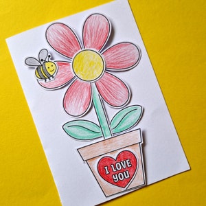 Flower Cut & Paste Craft Printable, Birthday Coloring Art Activity ...