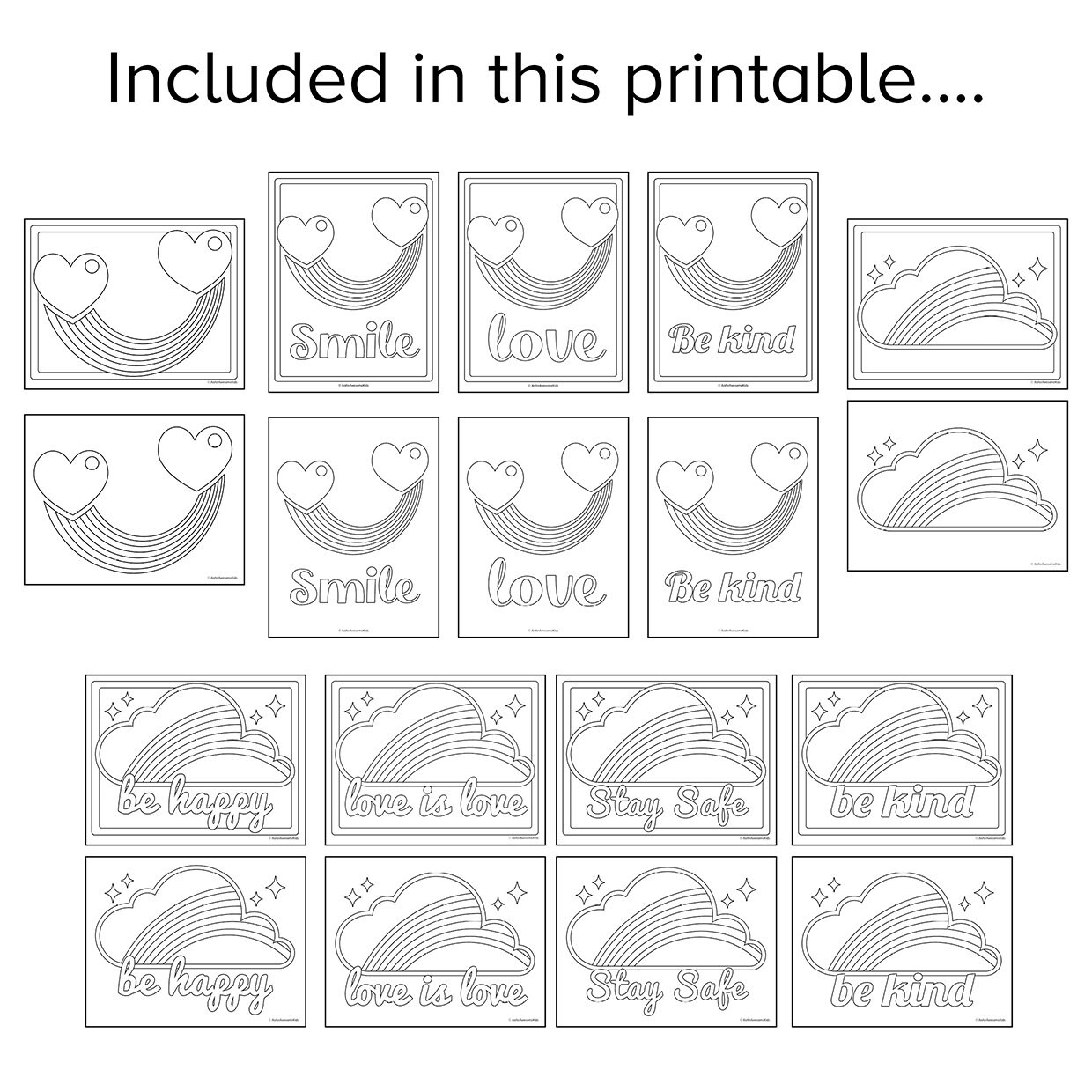 Rainbow Pride Coloring Pages, Kids Mental Health Inspirational Quotes ...