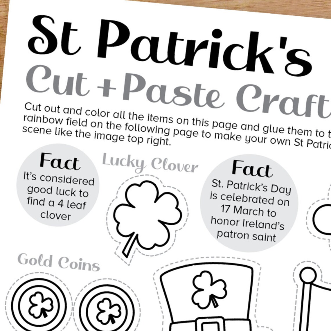 St Patrick's Day Cut & Paste Craft, Colour and Build Leprechaun Scene ...