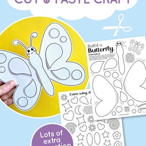 Butterfly Cut & Paste Craft Printable, Spring Bug Color and Build Kit ...
