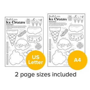 Ice Cream Cut & Paste Craft Kit, Build an Icecream Cone Printable ...