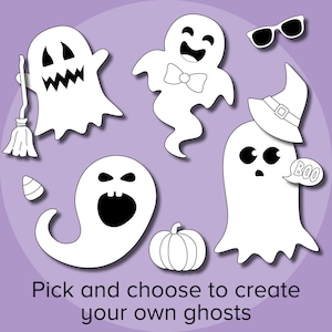 Ghosts Cut & Paste Crafts, Halloween Party Decoration Kit, Kids DIY ...
