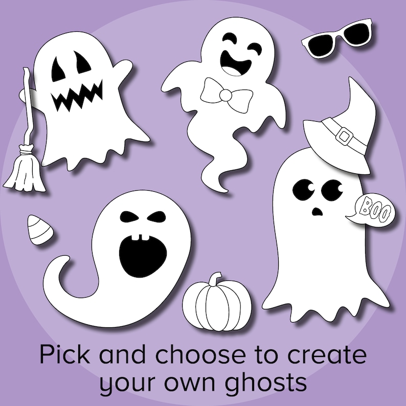 Ghosts Cut & Paste Crafts, Halloween Party Decoration Kit, Kids DIY ...