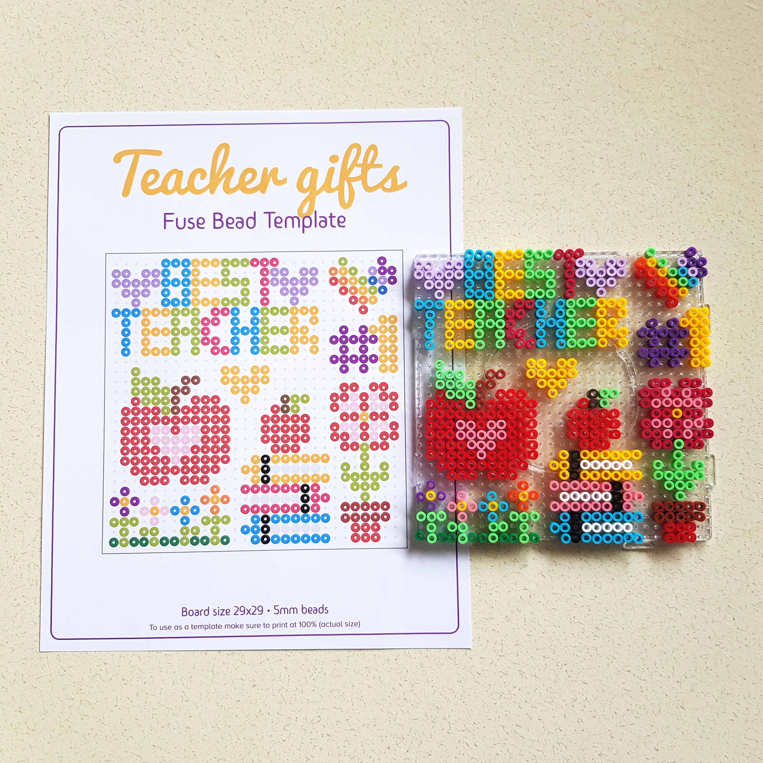 Teacher Gifts Fuse Bead Template, Best Tutor Thank You Card Craft ...