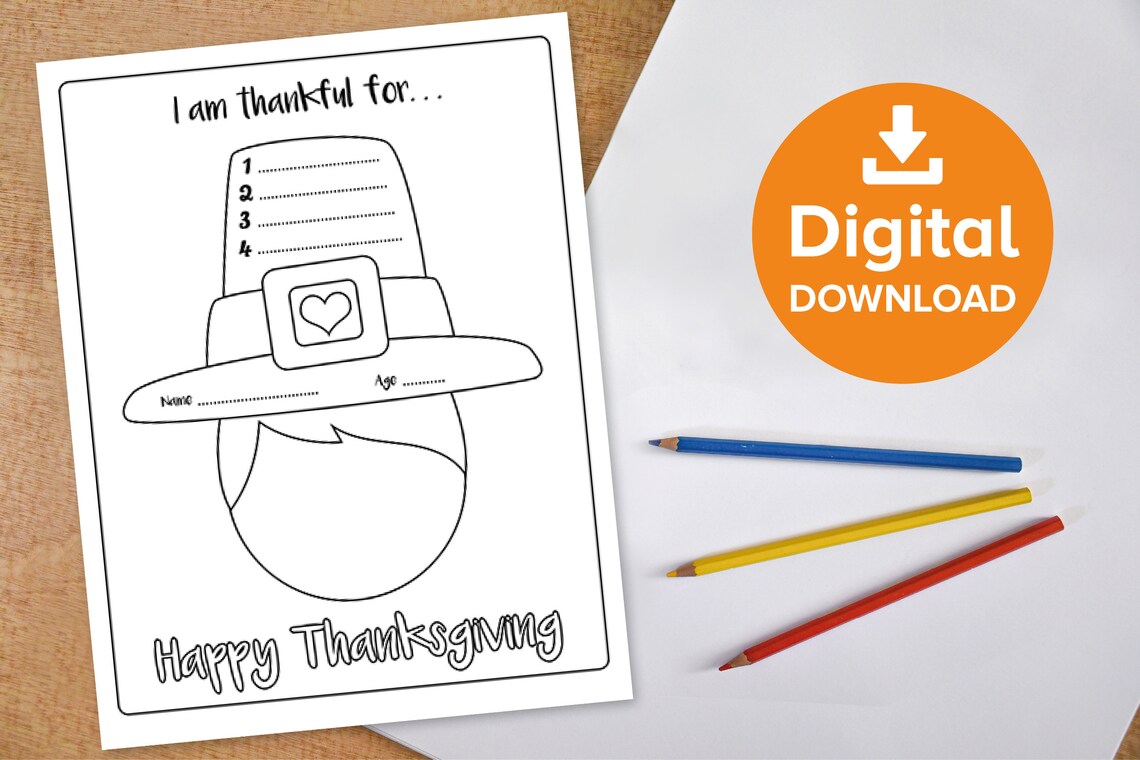 Thanksgiving Pilgrim Hat Writing Prompt, I Am Thankful for Kids ...