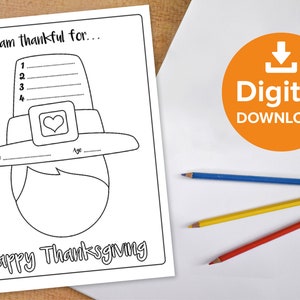 Thanksgiving Pilgrim Hat Writing Prompt, I Am Thankful for Kids ...