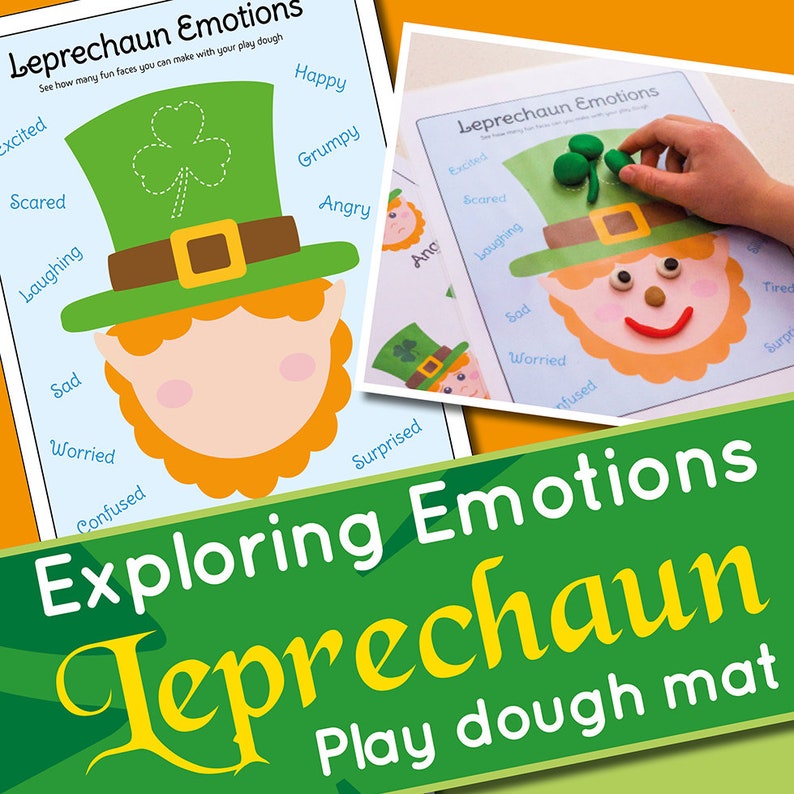 Exploring Emotions Leprechaun Play Dough Mat, Kids St Patrick's Day ...