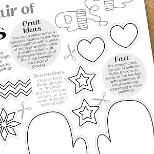 Build a Pair of Mittens Cut & Paste Craft, Winter Gloves Coloring ...