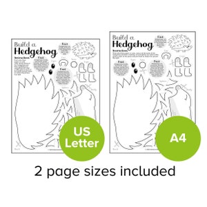 Build a Hedgehog Cut & Paste Craft, Autumn Animal Coloring Activity ...