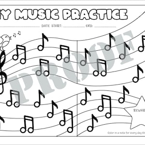 Music Practice Tracker Reward Chart, Kids Instrument Playing Log ...