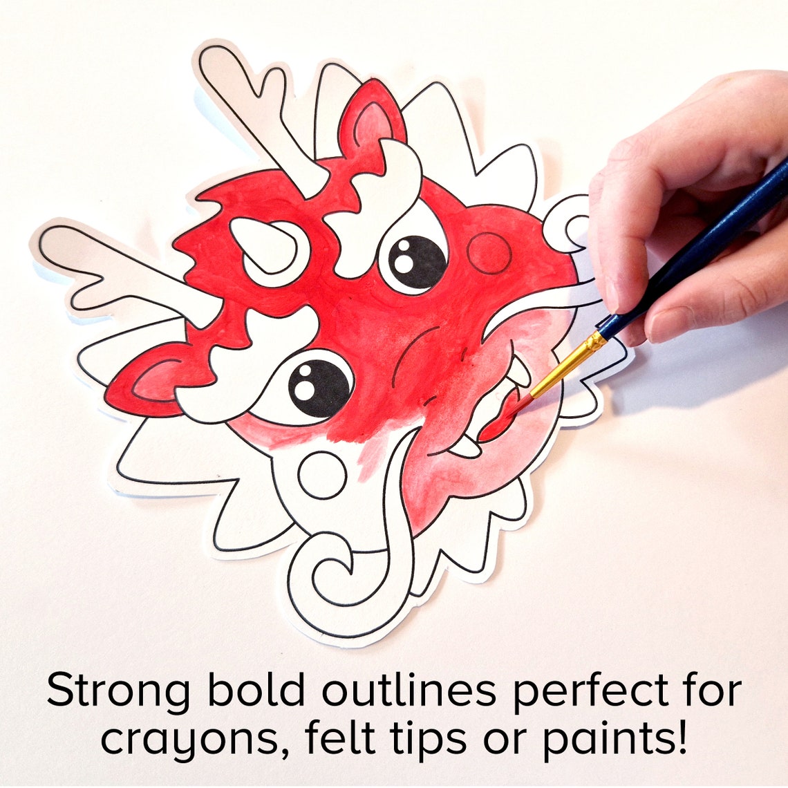 Chinese Dragon Coloring Craft Printable, Year of the Dragon Puppet Show ...
