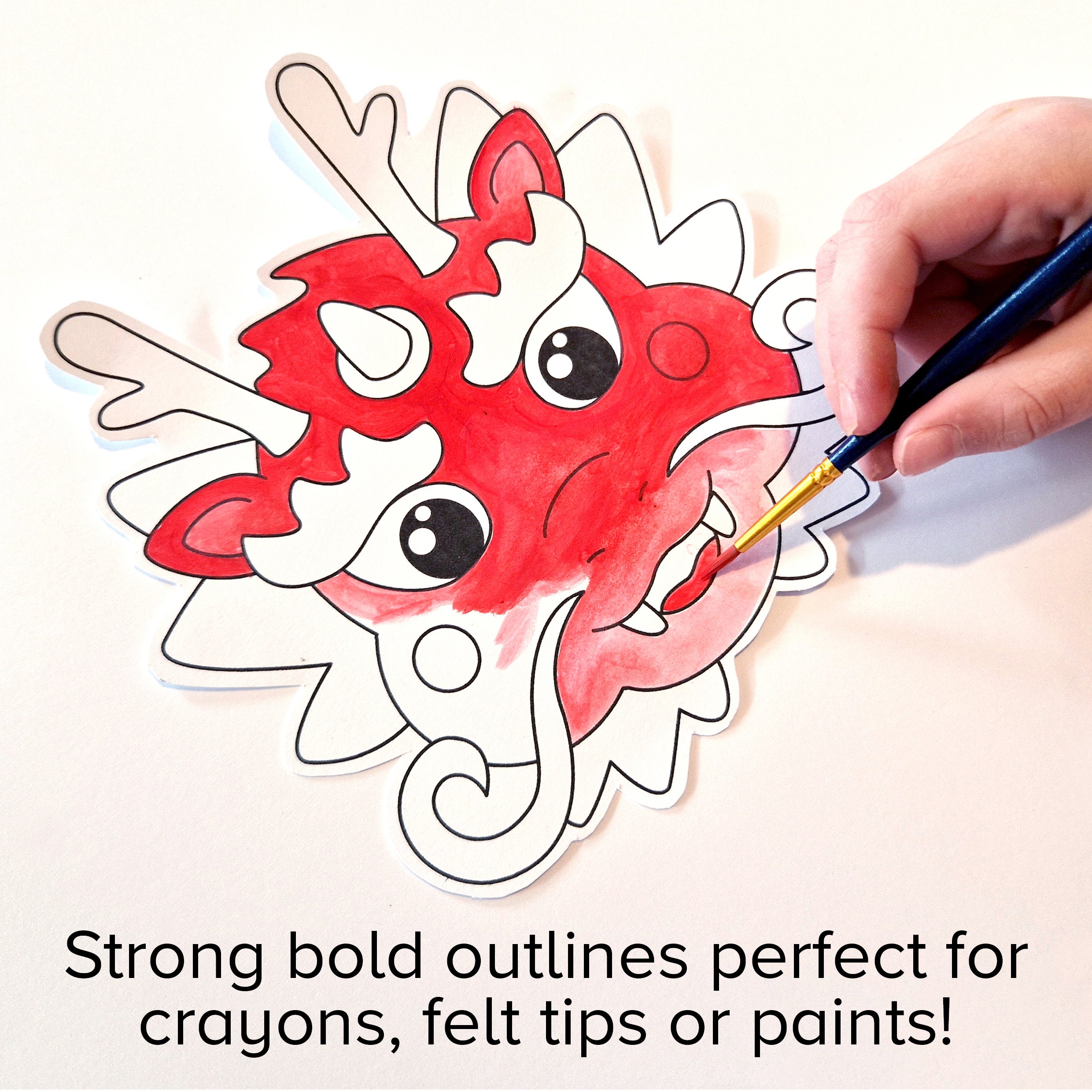 Chinese Dragon Coloring Craft Printable, Year of the Dragon Puppet Show ...