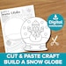Snow Globe Cut & Paste Craft, Christmas Snow Dome Color and Build Kit ...