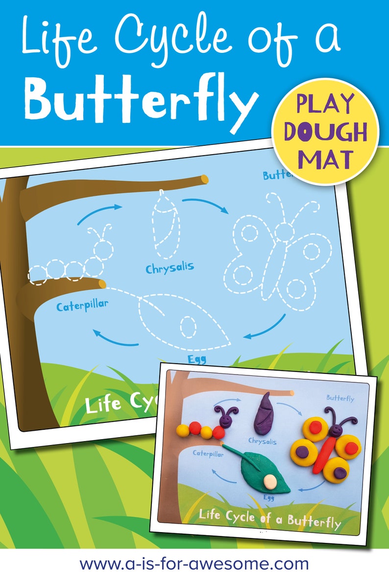 Life Cycle of a Butterfly Play Dough Mat Kids Homeschool | Etsy