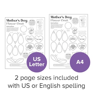 Flower Cut & Paste Craft Printable, Birthday Coloring Art Activity ...