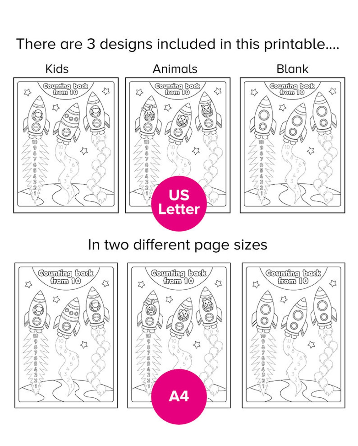 Rocket Countdown Worksheet, Kids Count Back From 10 Activity Page ...