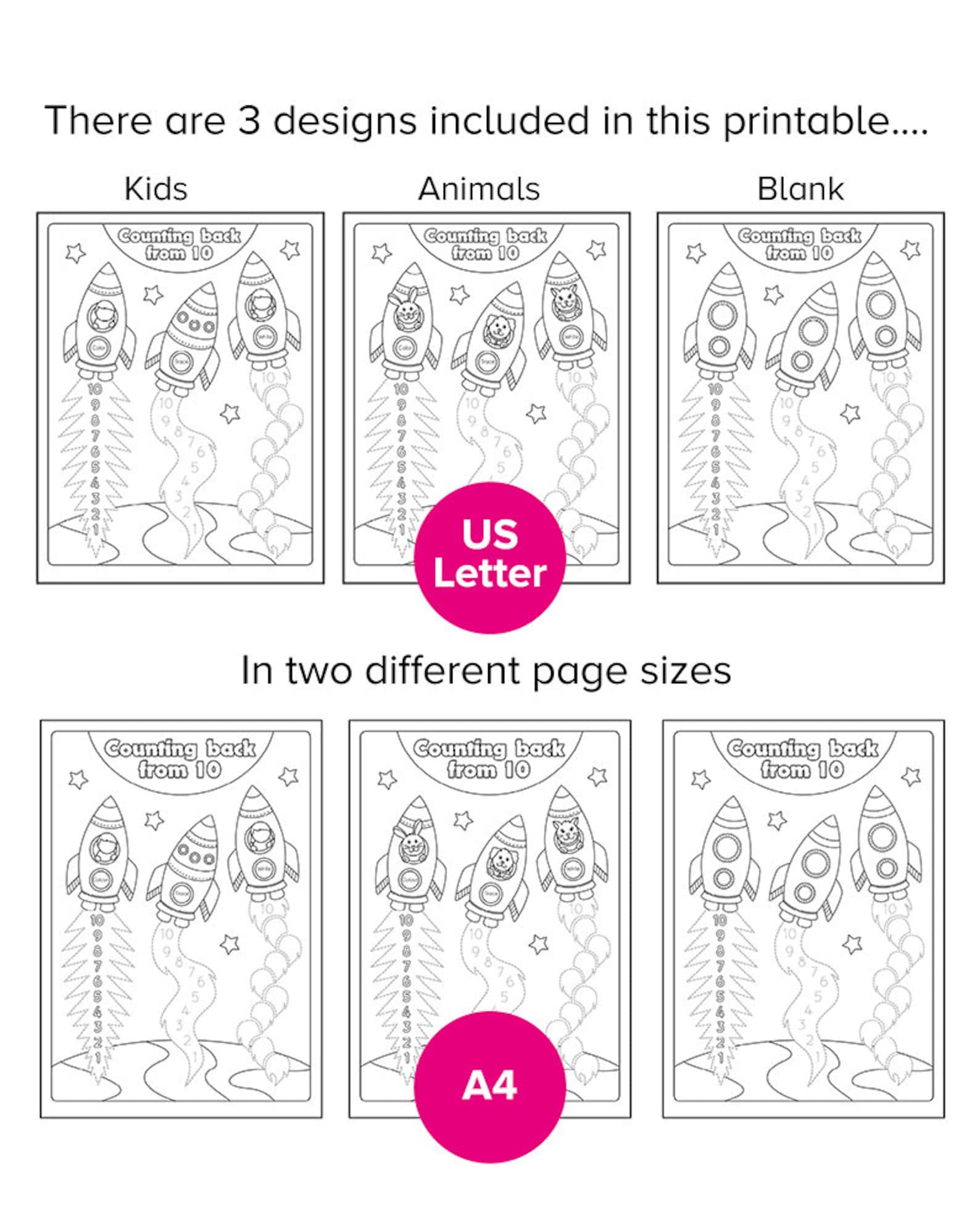 Rocket Countdown Worksheet, Kids Count Back From 10 Activity Page ...