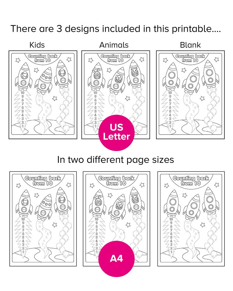 Rocket Countdown Worksheet, Kids Count Back From 10 Activity Page ...
