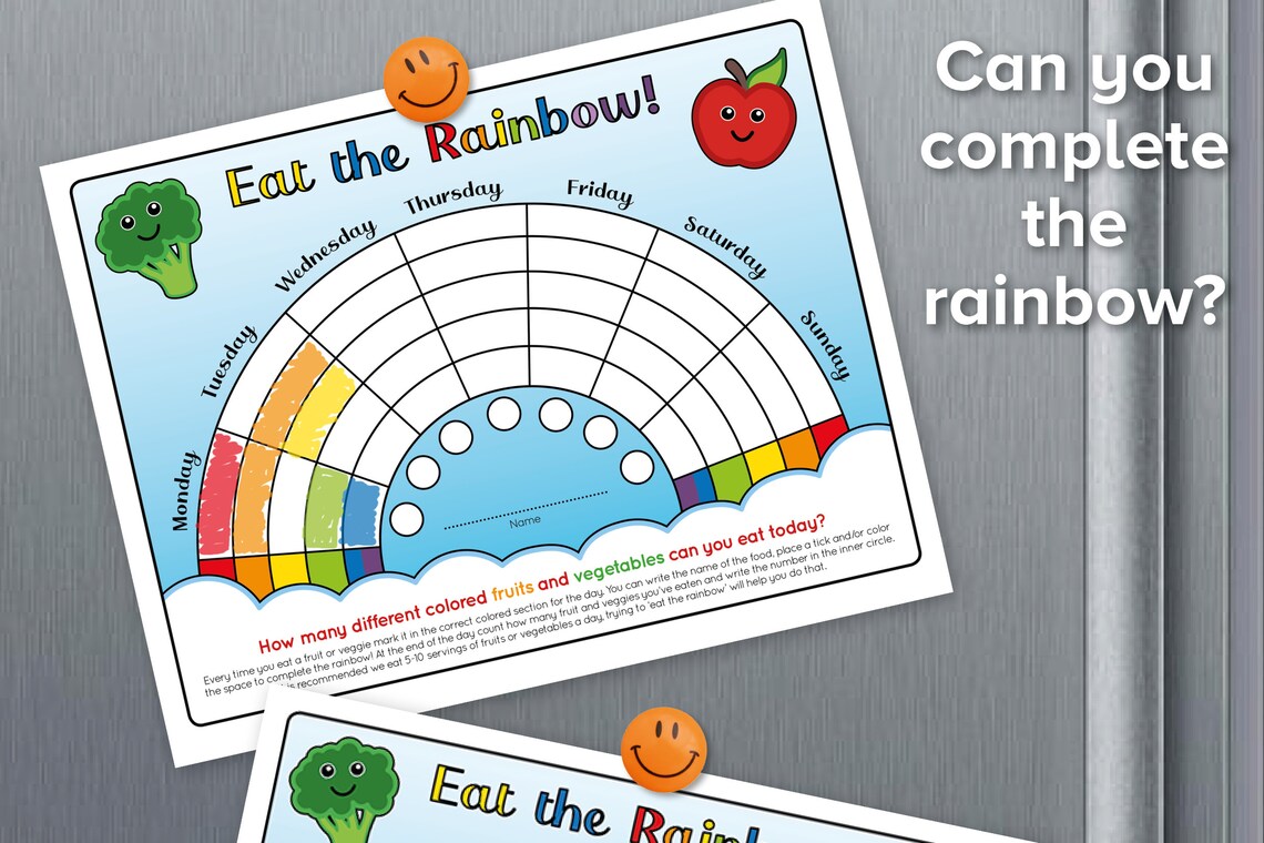 Eat the Rainbow Childrens Healthy Eating Reward Chart, Kids Track Fruit ...